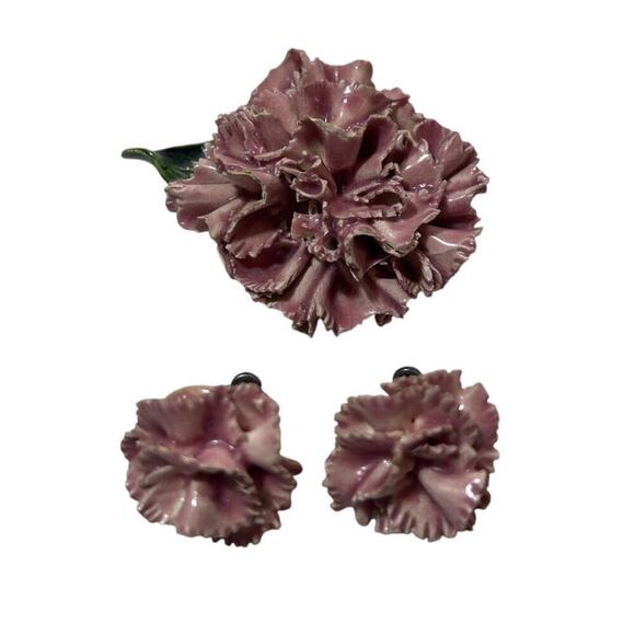 Unknown | Jewelry | Vtg Capodimonte Porcelain Pink Rose Flower Brooch ...